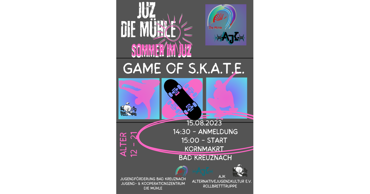 SOMMER im JUZ: Game of S.K.A.T.E. am 15. August auf dem Kornmarkt | Bad ...